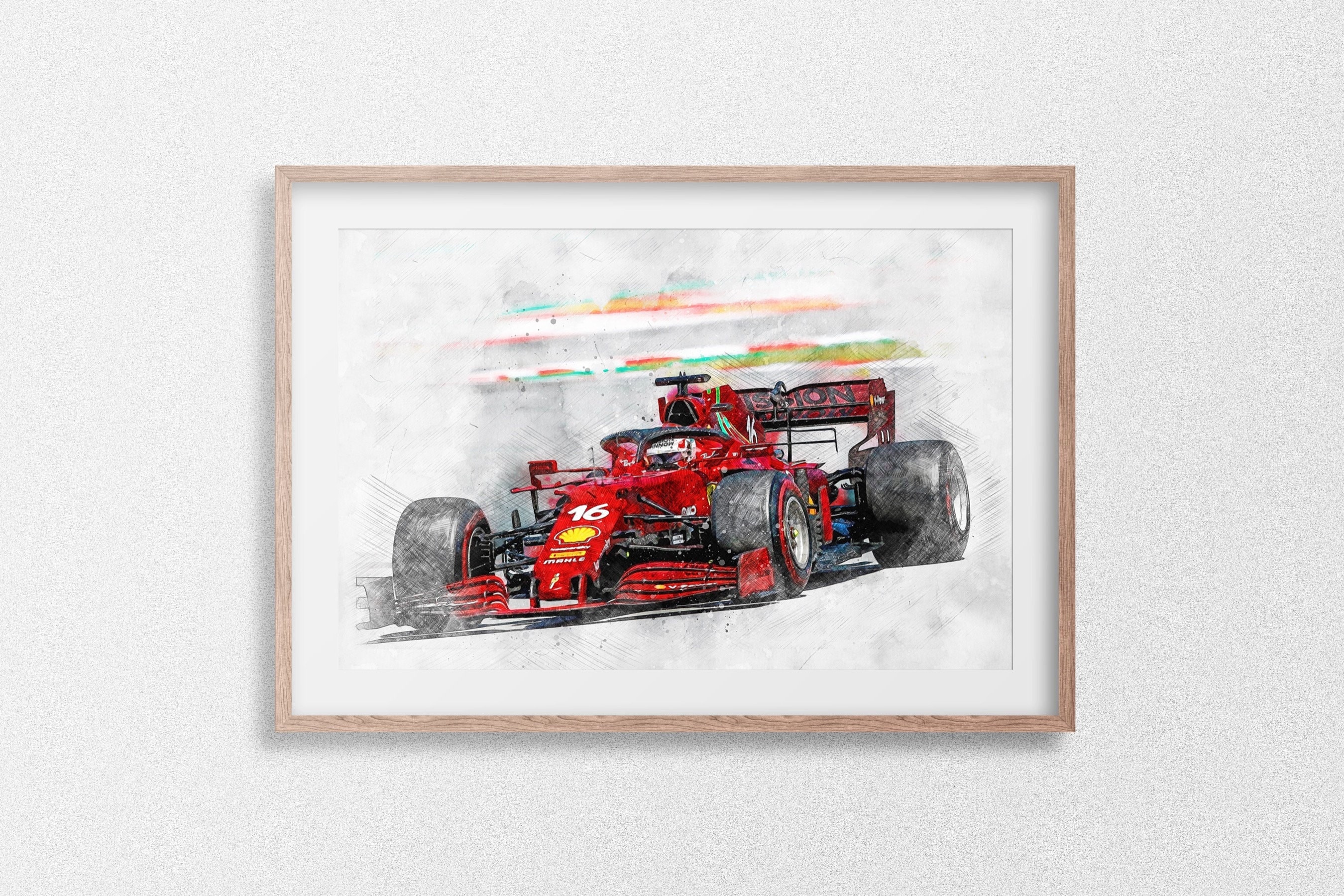 Ferrari F1 Watercolor Sketch. Printable Digital Artwork digital ...