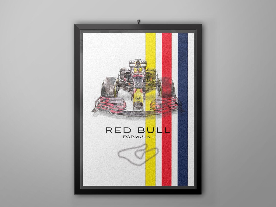 Custom Red Bull Racing F1 Poster Incorporating a Mixed Media Artwork ...