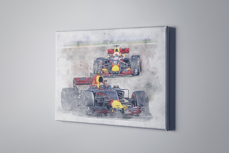 Red Bull Racing Formula 1 Watercolor and Pencil Sketch. Printable ...