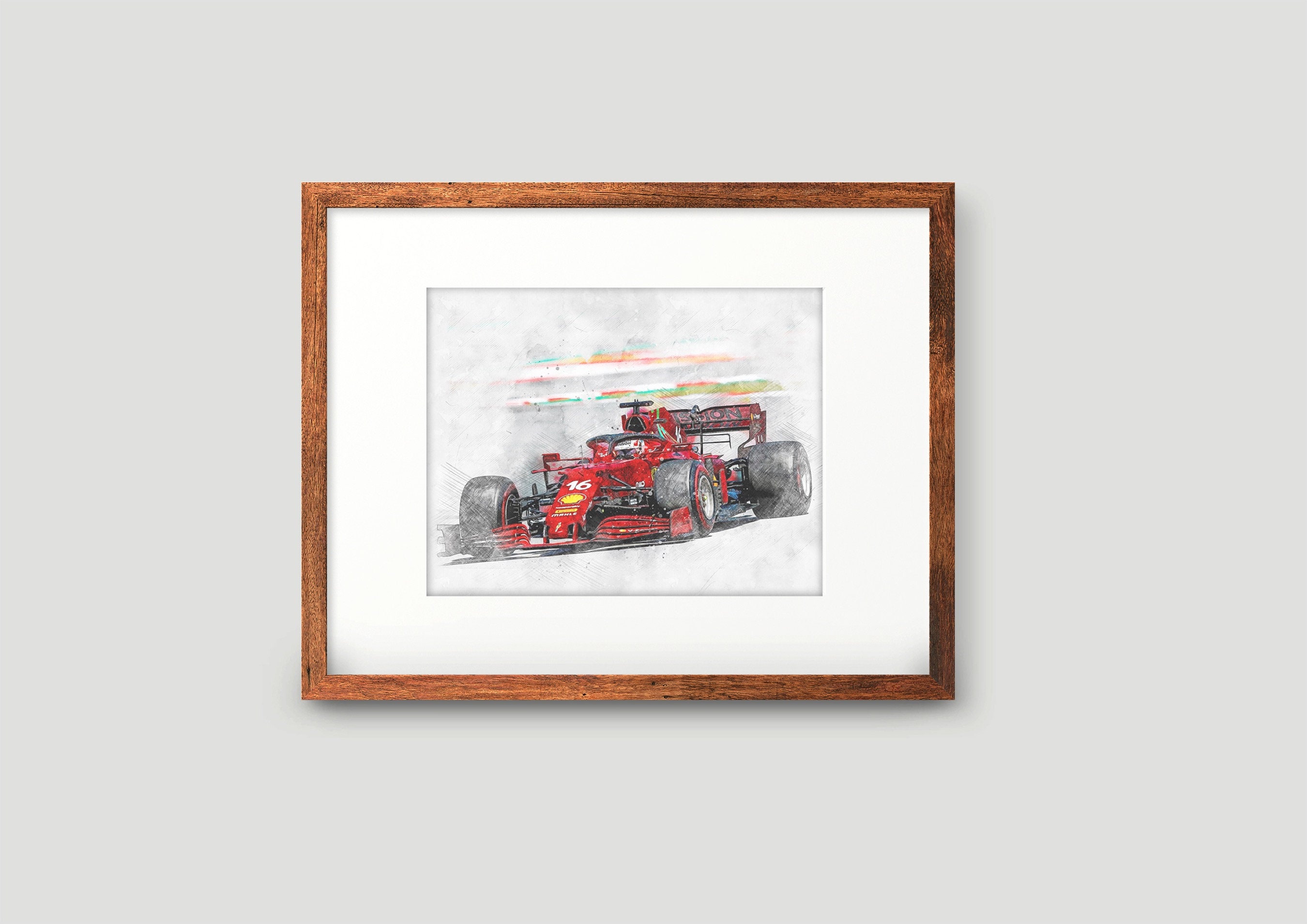 Ferrari F1 Watercolor Sketch. Printable Digital Artwork digital ...
