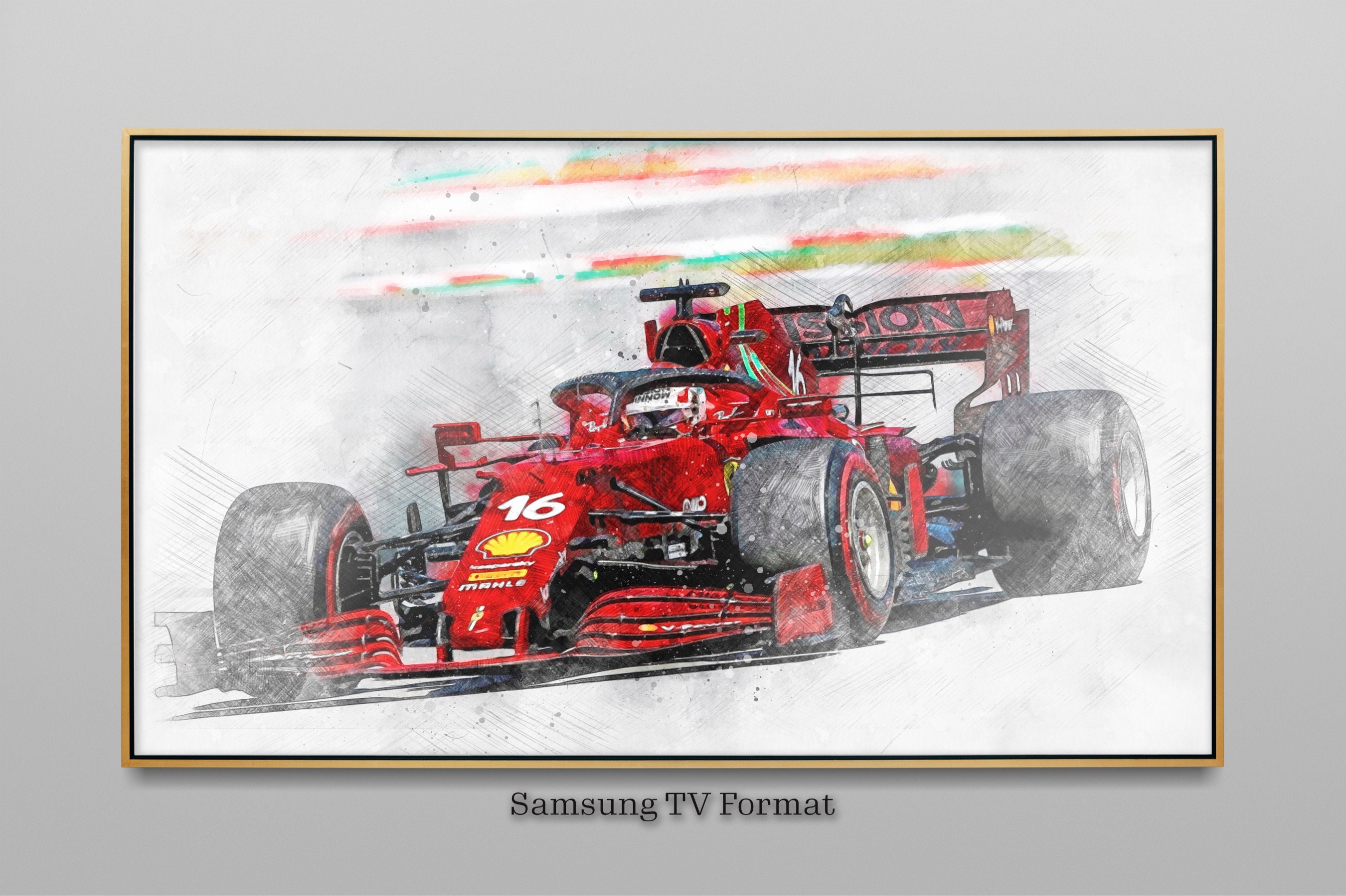 Ferrari F1 Watercolor Sketch. Printable Digital Artwork digital ...