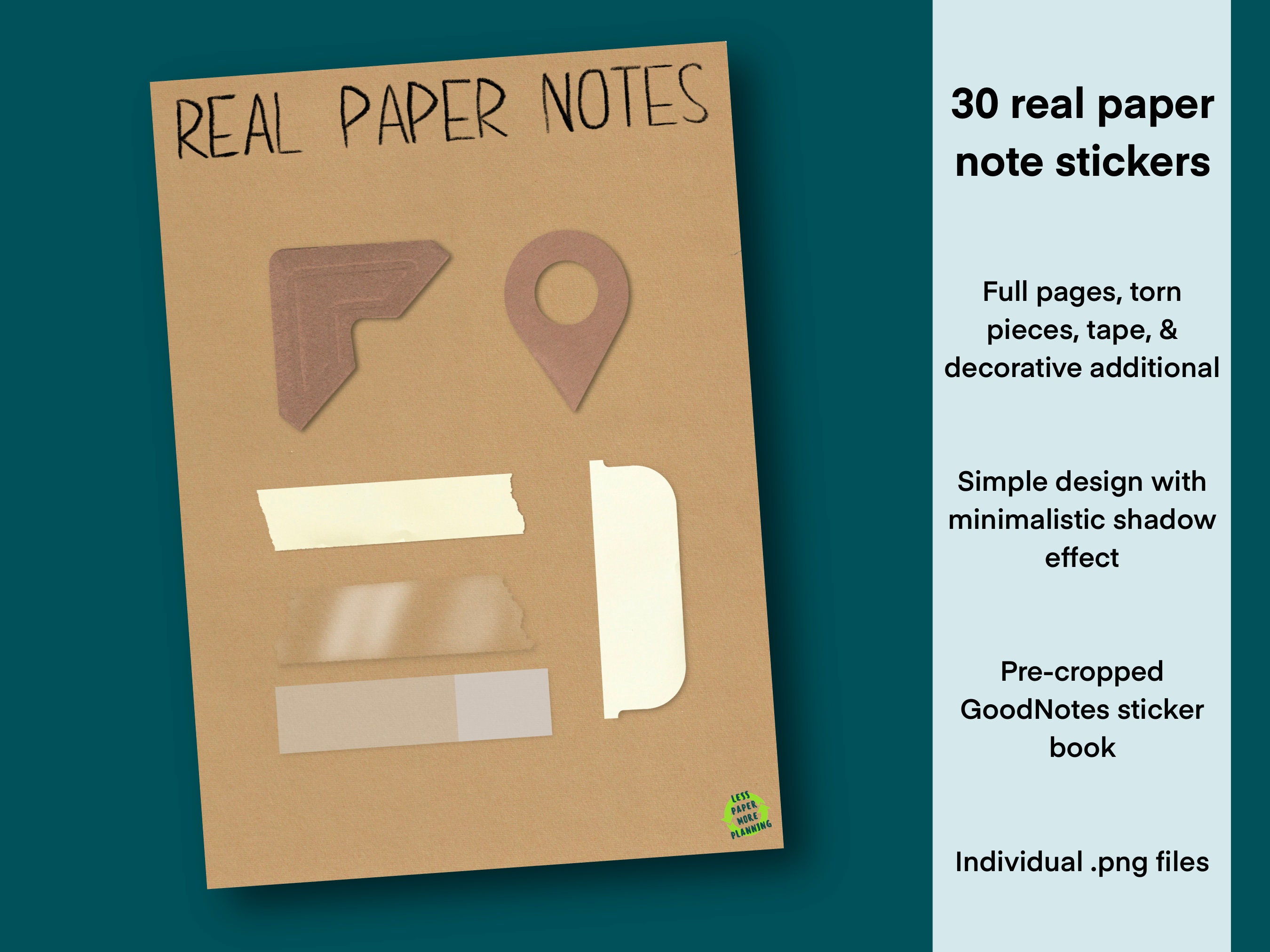 Real Paper Digital Stickers for Digital Journals Planners - Etsy