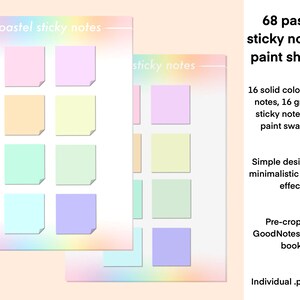 68 Pastel Sticky Notes and Matching Paint Shapes for Digital Journals ...