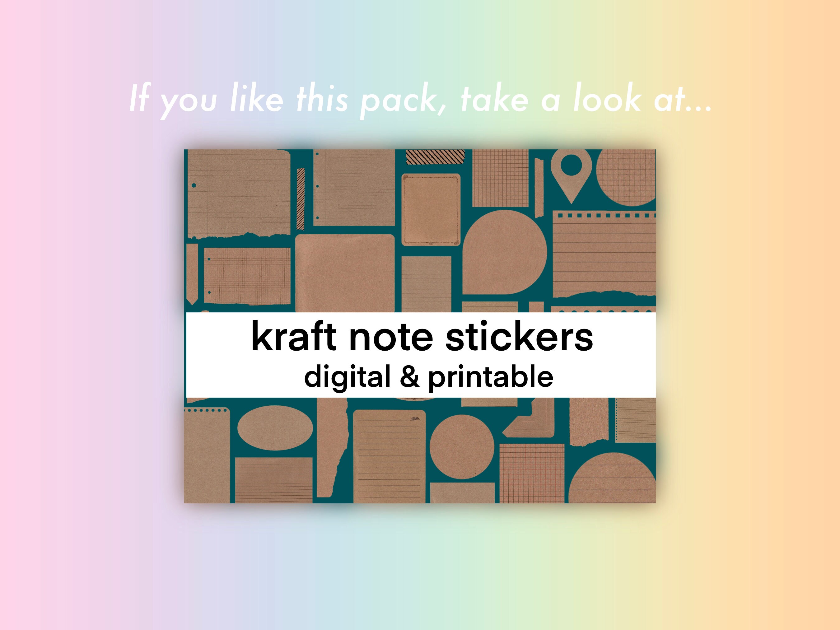 68 Pastel Sticky Notes and Matching Paint Shapes for Digital Journals ...