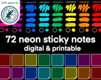 68 Pastel Sticky Notes and Matching Paint Shapes for Digital Journals ...