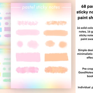 68 Pastel Sticky Notes and Matching Paint Shapes for Digital Journals ...