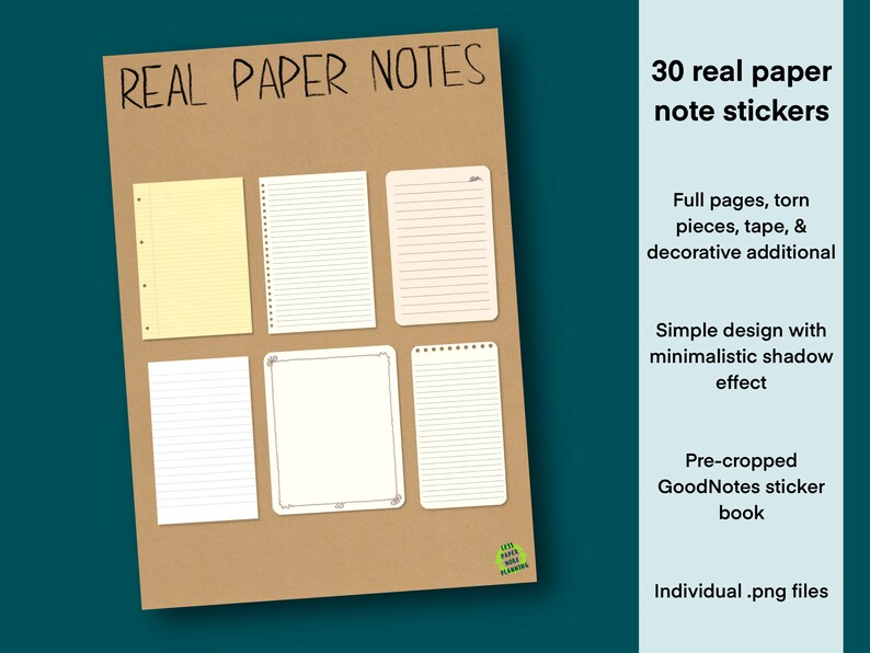 Real Paper Digital Stickers for Digital Journals Planners - Etsy