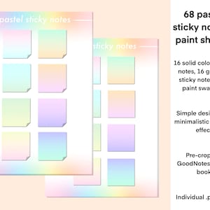 68 Pastel Sticky Notes and Matching Paint Shapes for Digital Journals ...