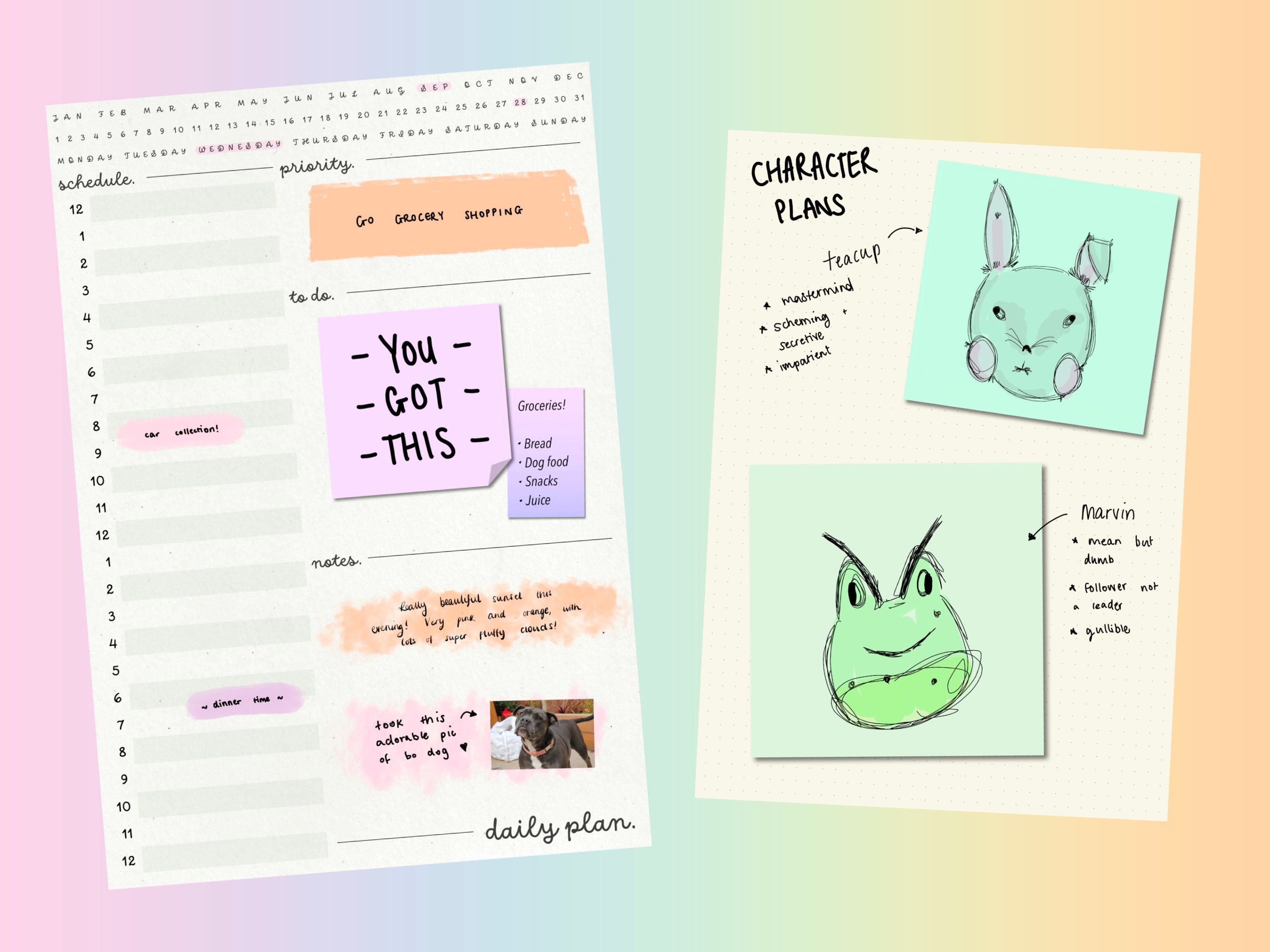 68 Pastel Sticky Notes and Matching Paint Shapes for Digital Journals ...