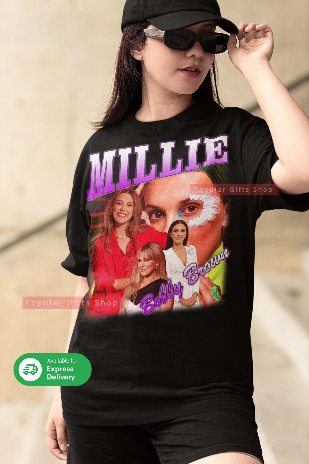 Millie Bobby Brown Vintage Unisex Shirt, Vintage Millie Bobby Brown Tshirt Gift for Him and Her ...