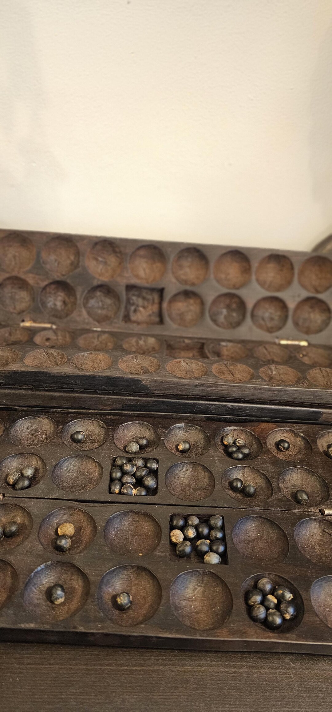 African Ancient Ebony Wood Board Game - Bao La Kiswahili - Mancala ...