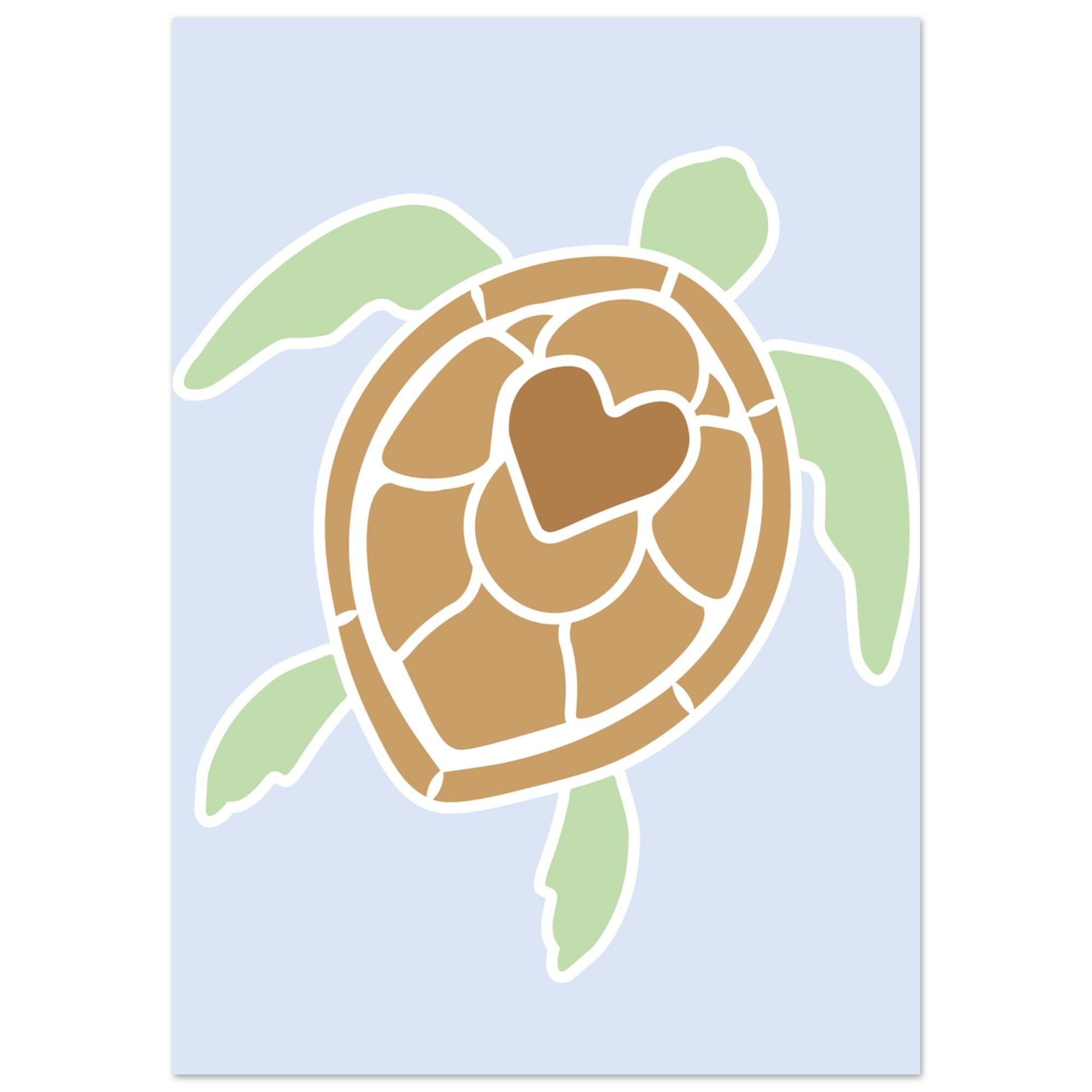 Turtle Wall Art for Kids - Heart Shell Fine Art Print - Perfect Kids ...