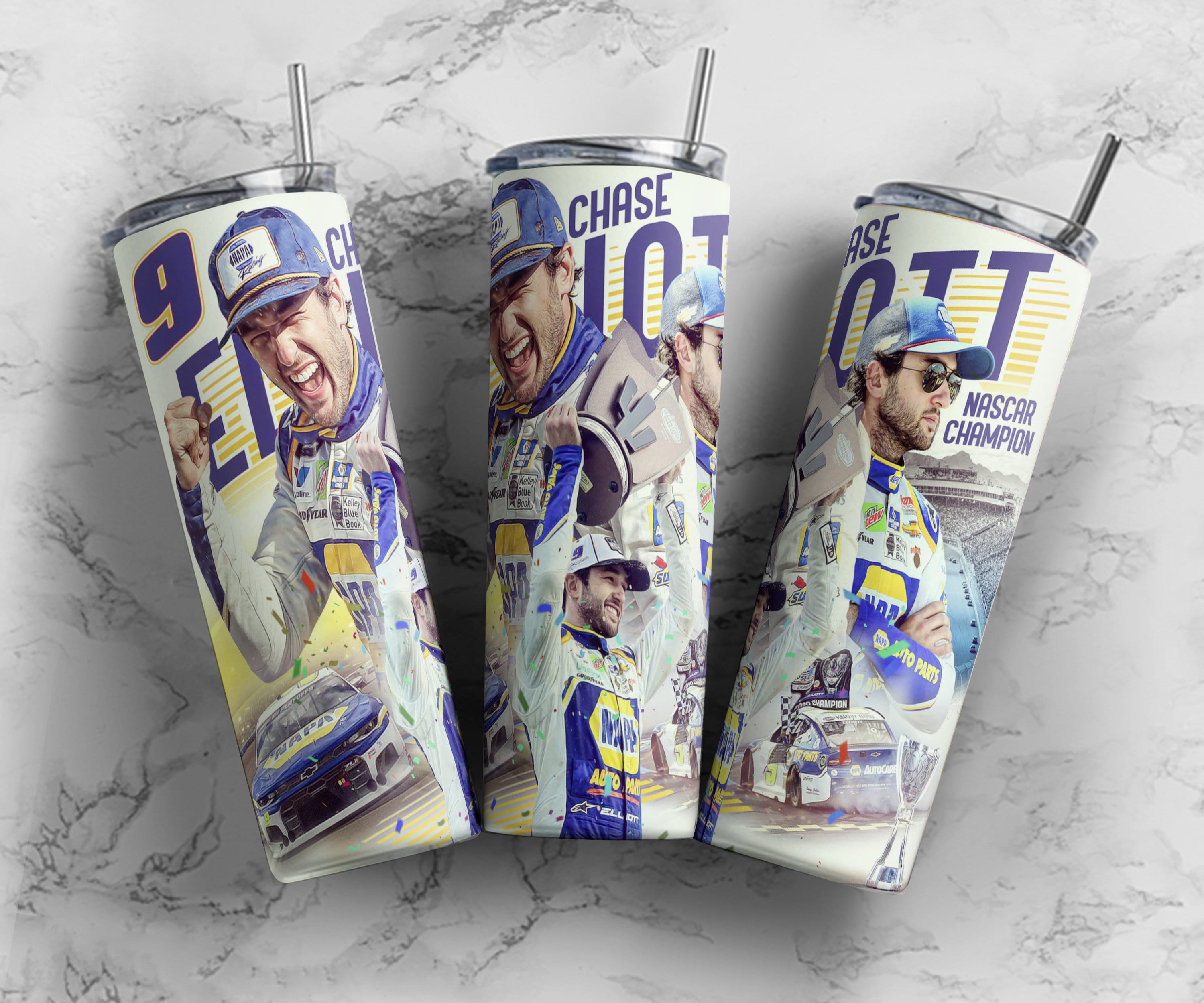 Nascar Chase Elliott Straight 20oz Skinny Tumbler Wrap Design ...