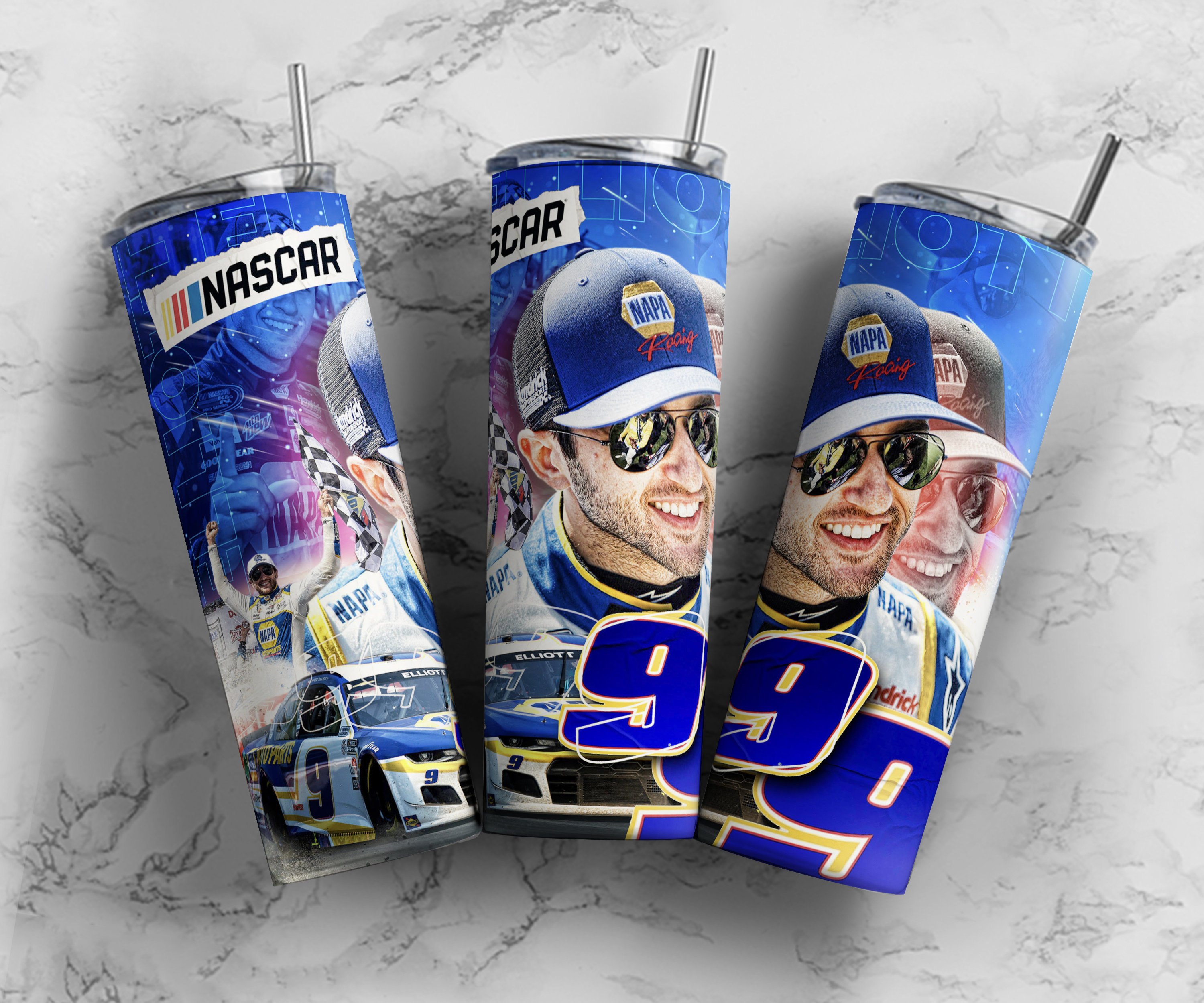 Nascar Chase Elliott Straight 20oz Skinny Tumbler Wrap Design ...