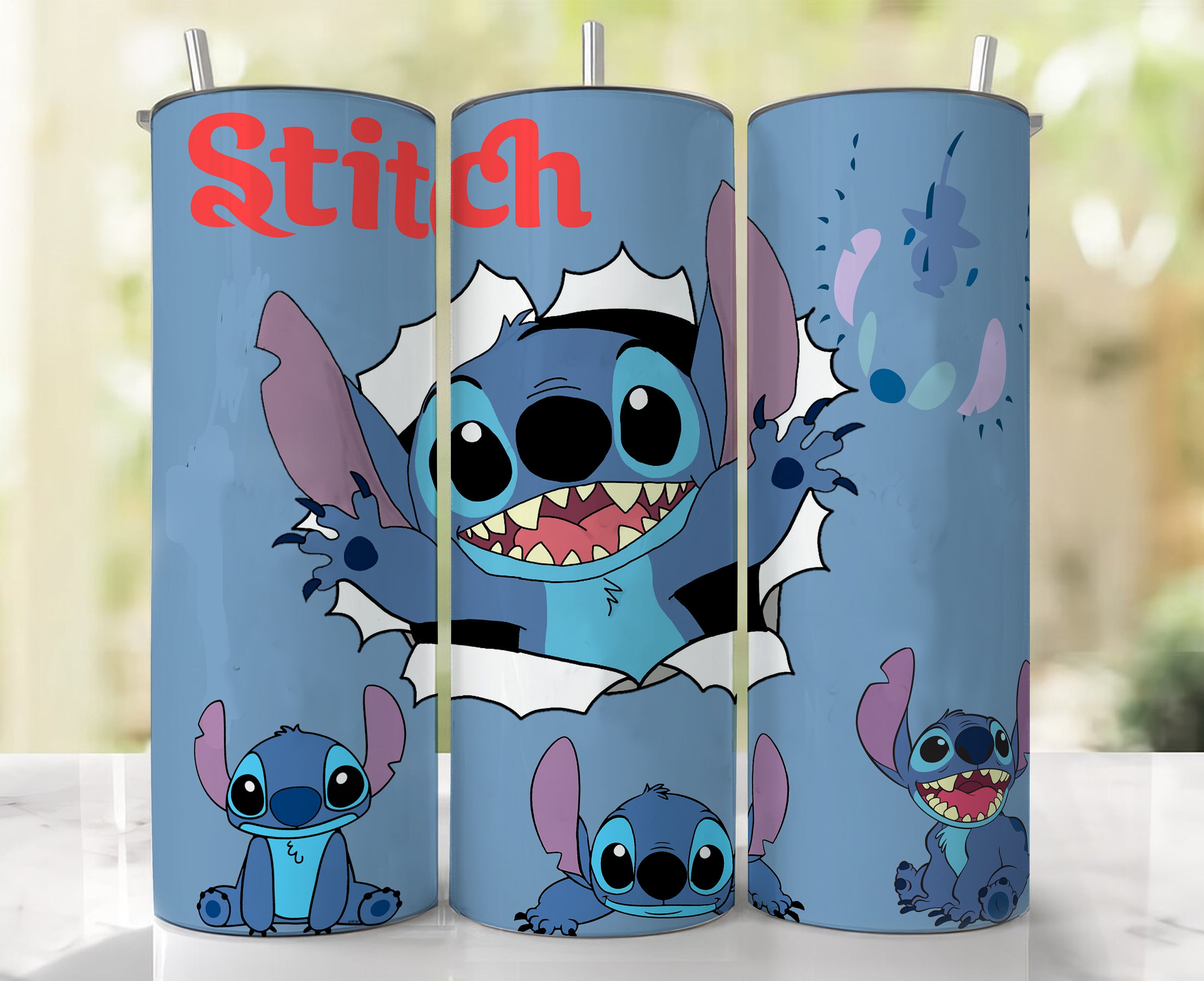 4 Designs Stitch Tumbler Wrap Bundle , 20 Oz Watercolor Painting Skinny ...