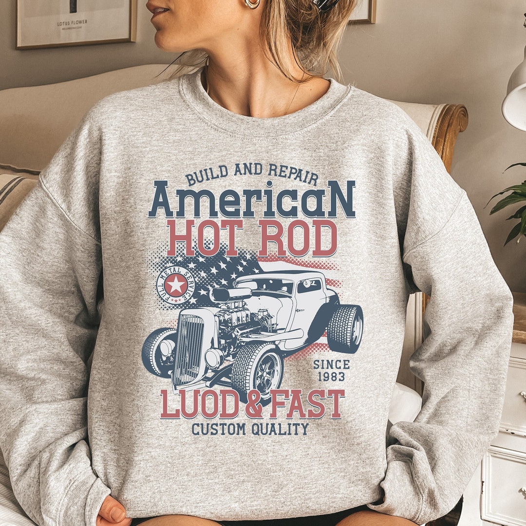 Vintage Sweatshirt, American Hot Rod, Built for Speed, Motorcycle Shirt ...