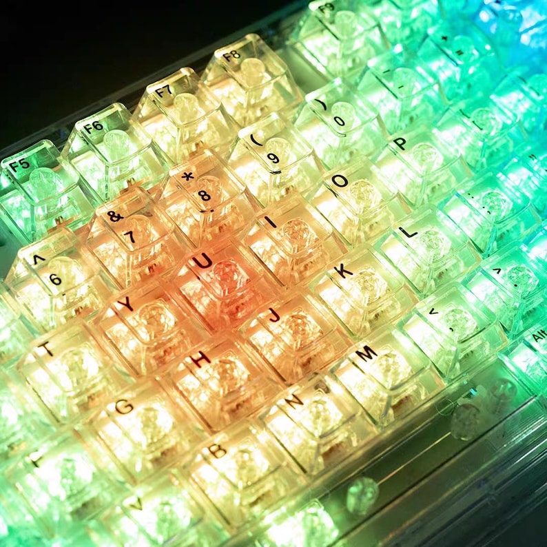 125PCS Cherry Transparent Keycaps Set, Artisan Full Keycap Set ...