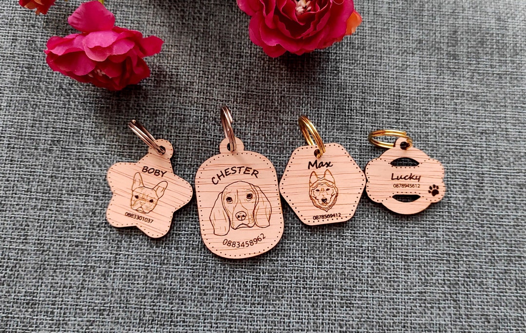 Personalized Wooden Dog Tag: Rustic Pet ID Tag - Etsy