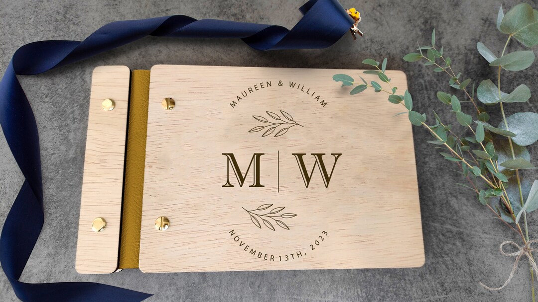 Modern Wedding Guest Book, Boho Wedding Guestbook, Wooden Wedding Guest ...