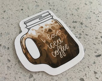 Iced Coffee in Jar Sticker - Etsy