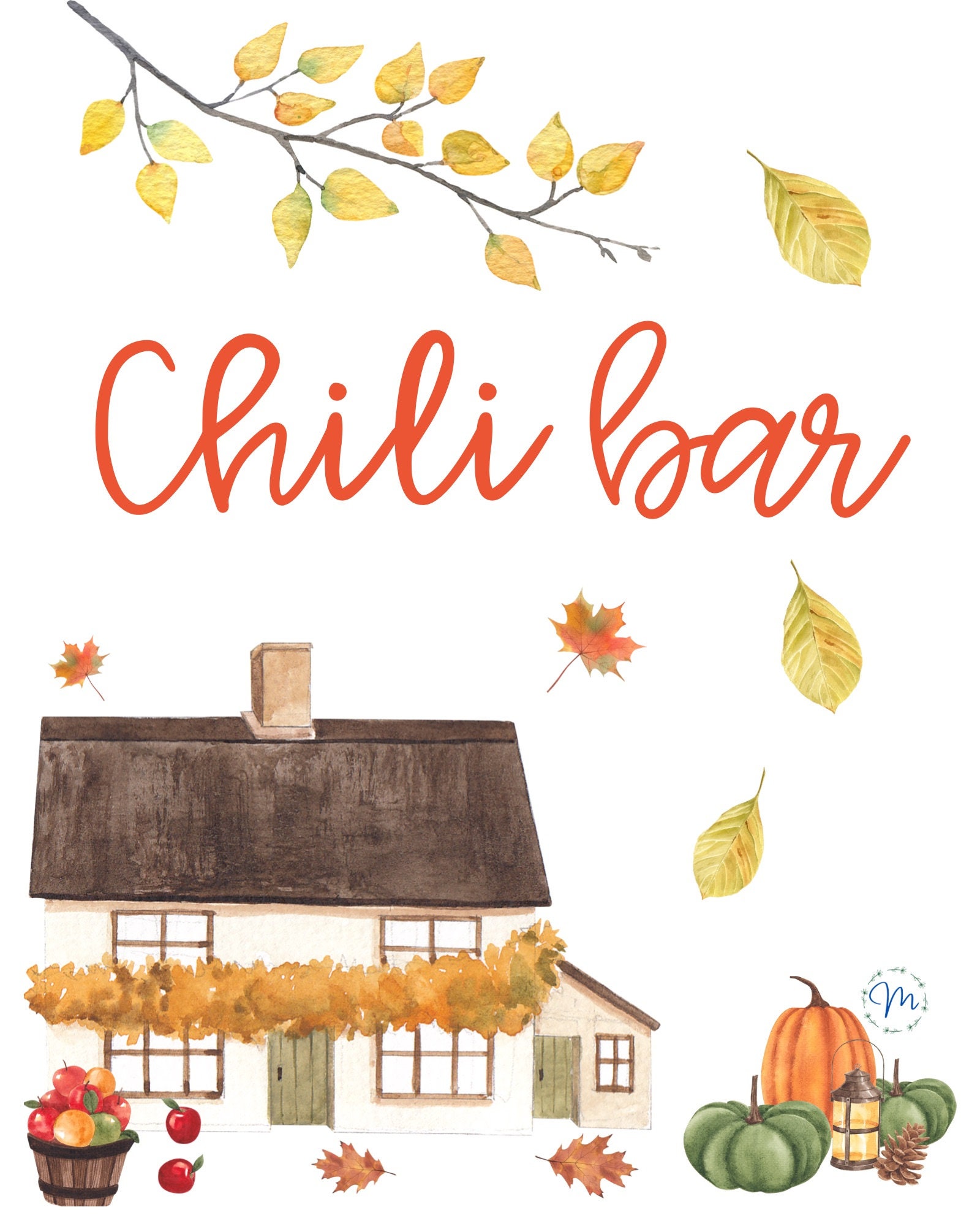 CHILI BAR SIGN Chili Cook off Sign Thanksgiving Potluck Sign - Etsy