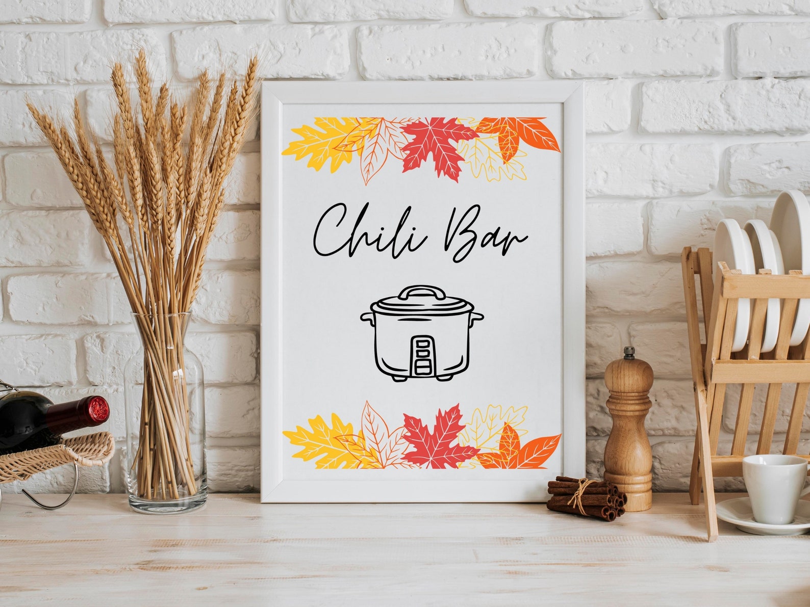 CHILI BAR Sign Pot Luck Sign, Thanksgiving Sign Chili Cook off Sign ...