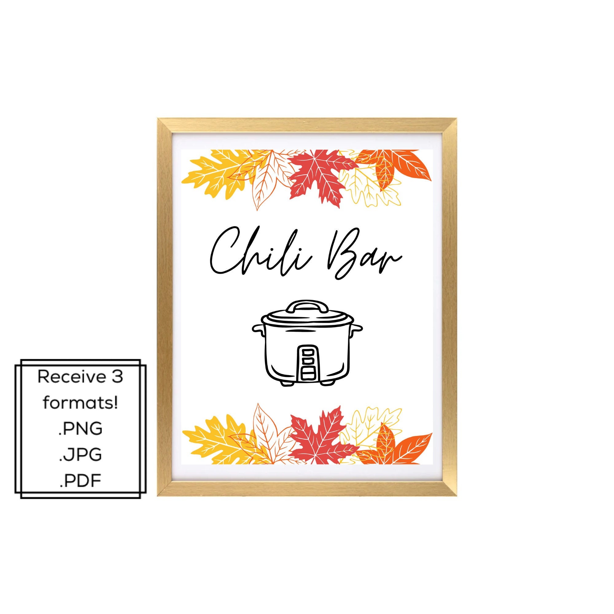 CHILI BAR Sign Pot Luck Sign, Thanksgiving Sign Chili Cook off Sign ...
