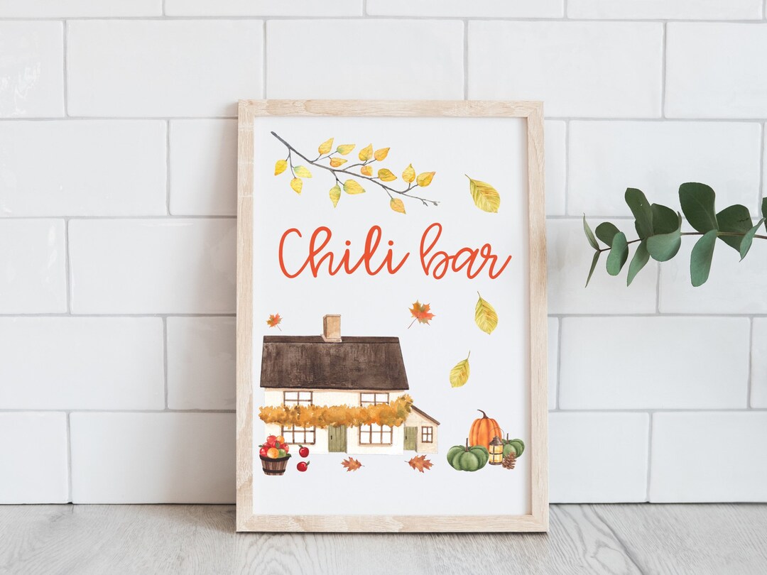 CHILI BAR SIGN Chili Cook off Sign Thanksgiving Potluck Sign Chili ...