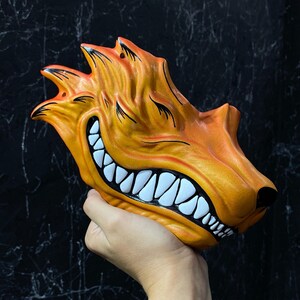Japanese Kitsune Half Mask Wearable, Half Face Wolf Mask, the Nine Tail ...