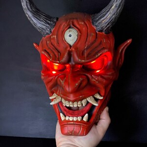 Red Oni Mask: Glow in the Dark Wearable, Demon Mask, Wall Oni Mask ...