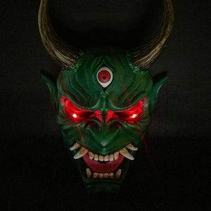 Japanese Oni Mask Wearable: Green and Red Demon Mask, Green Oni Mask ...