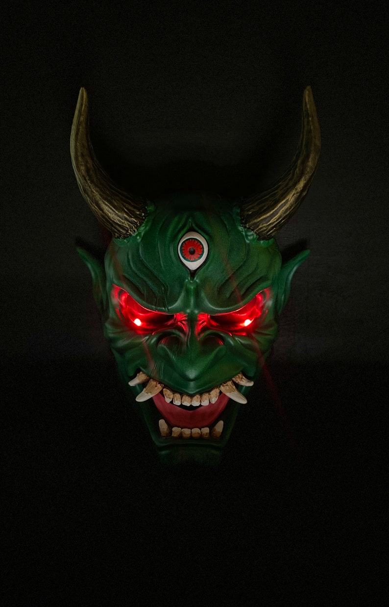 Japanese Oni Mask Wearable: Green and Red Demon Mask Green - Etsy