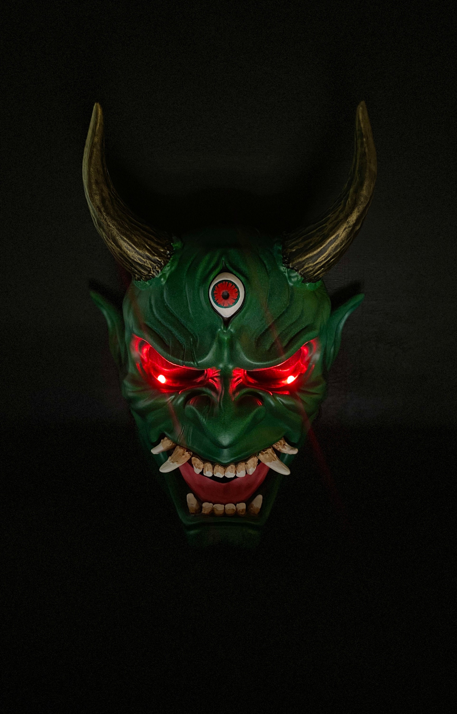 Japanese Oni Mask Wearable: Green and Red Demon Mask Green - Etsy