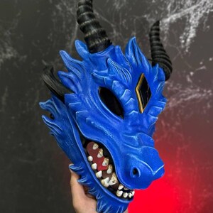 Wearable Blue Dragon Mask: Resin Halloween Costume - Etsy