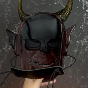 Japanese Oni Mask DBD Black and Gold Wearable, Wall Decor Oni Mask With ...