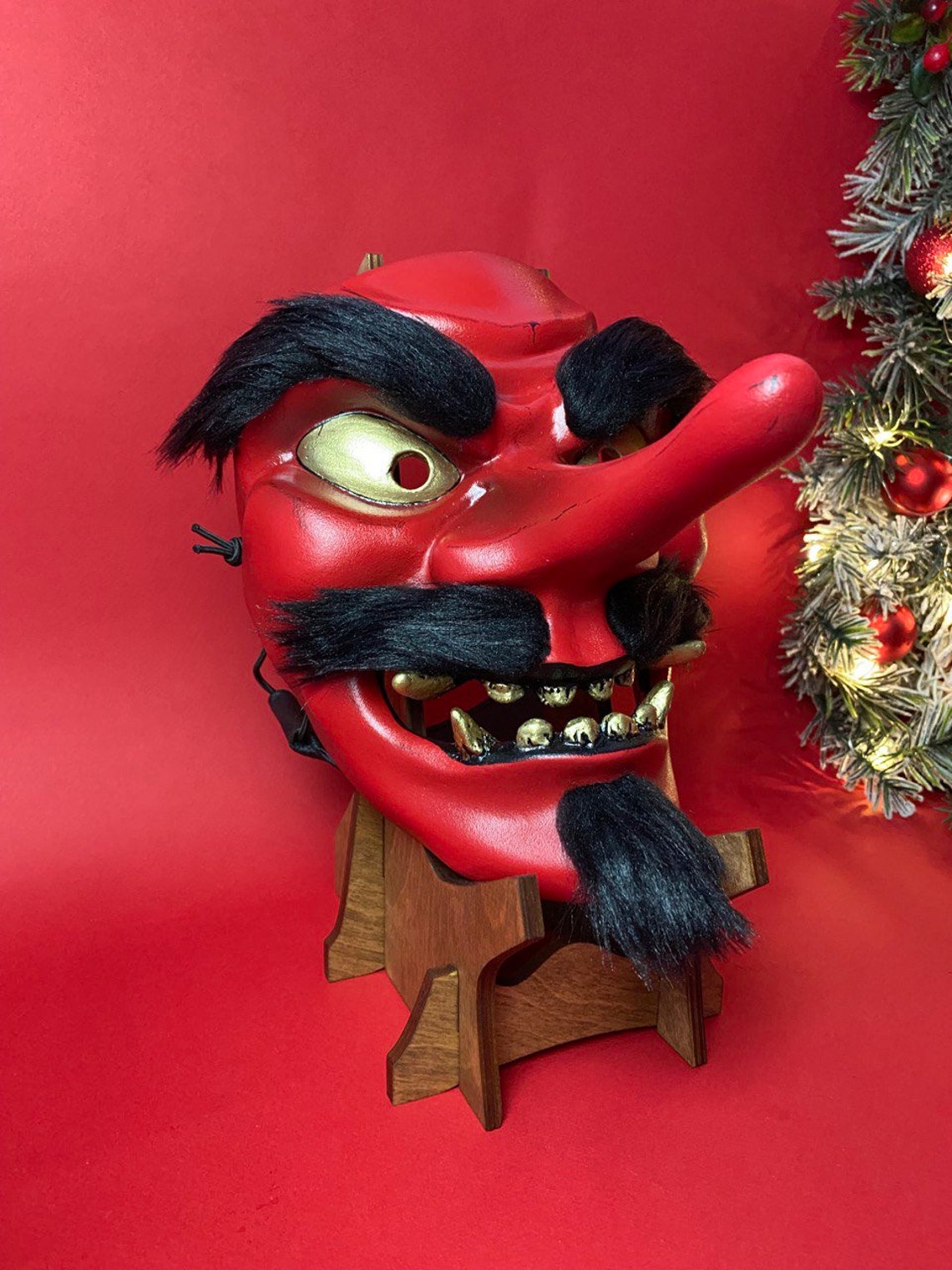 Red Tengu Mask: Black Hair Demon Slayer Kimetsu Cosplay - Etsy UK