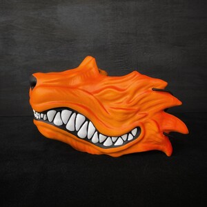 Kitsune Half Mask Wearable - White Teeth, Oni Wolf Mask, Anime Cosplay ...