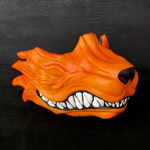 Kitsune Half Mask Wearable - White Teeth, Oni Wolf Mask, Anime Cosplay ...