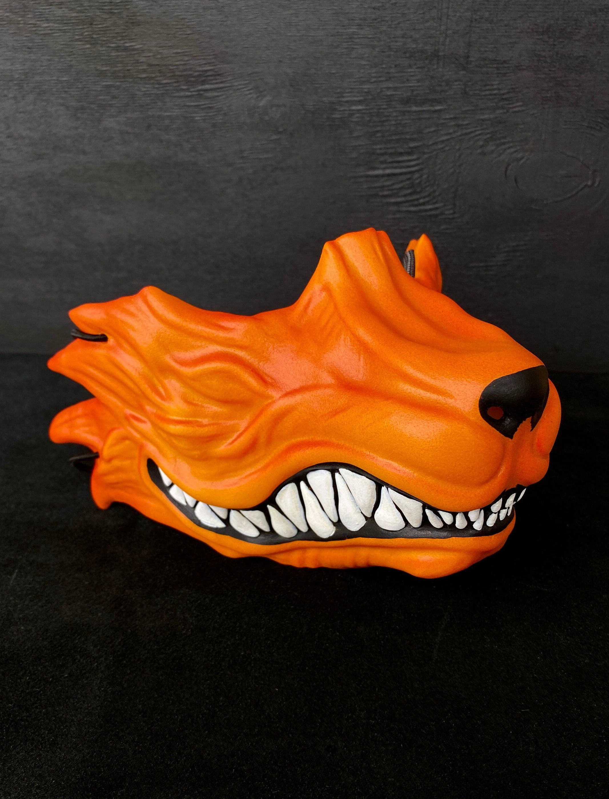 Kitsune Half Mask Wearable White Teeth Oni Wolf Mask Anime - Etsy