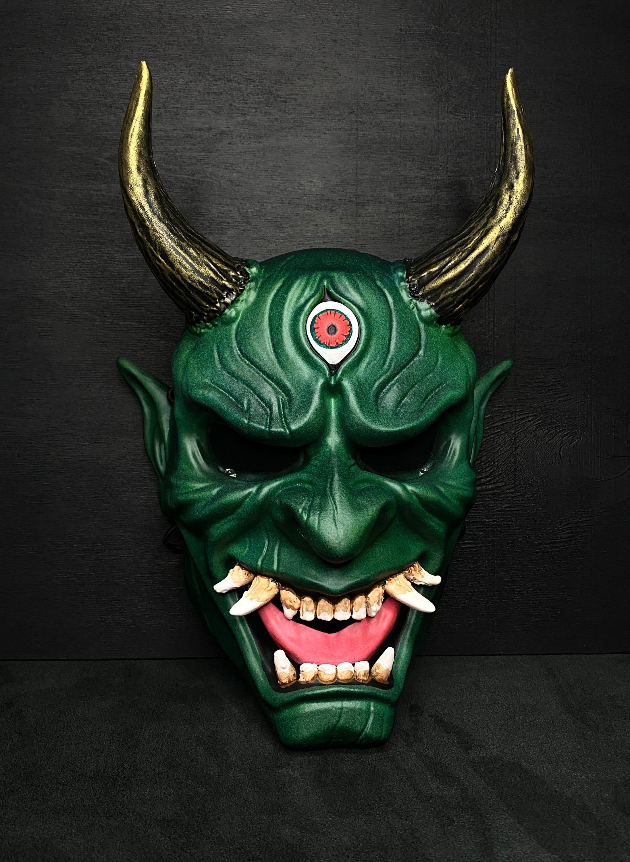 Japanese Oni Mask Wearable: Green and Red Demon Mask Green - Etsy