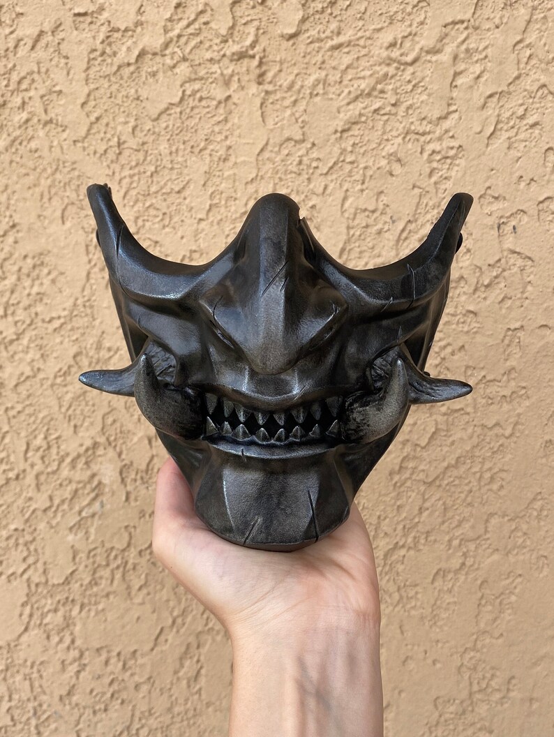 Black Oni Half Mask Wearable Samurai Mempo Mask: Japanese - Etsy