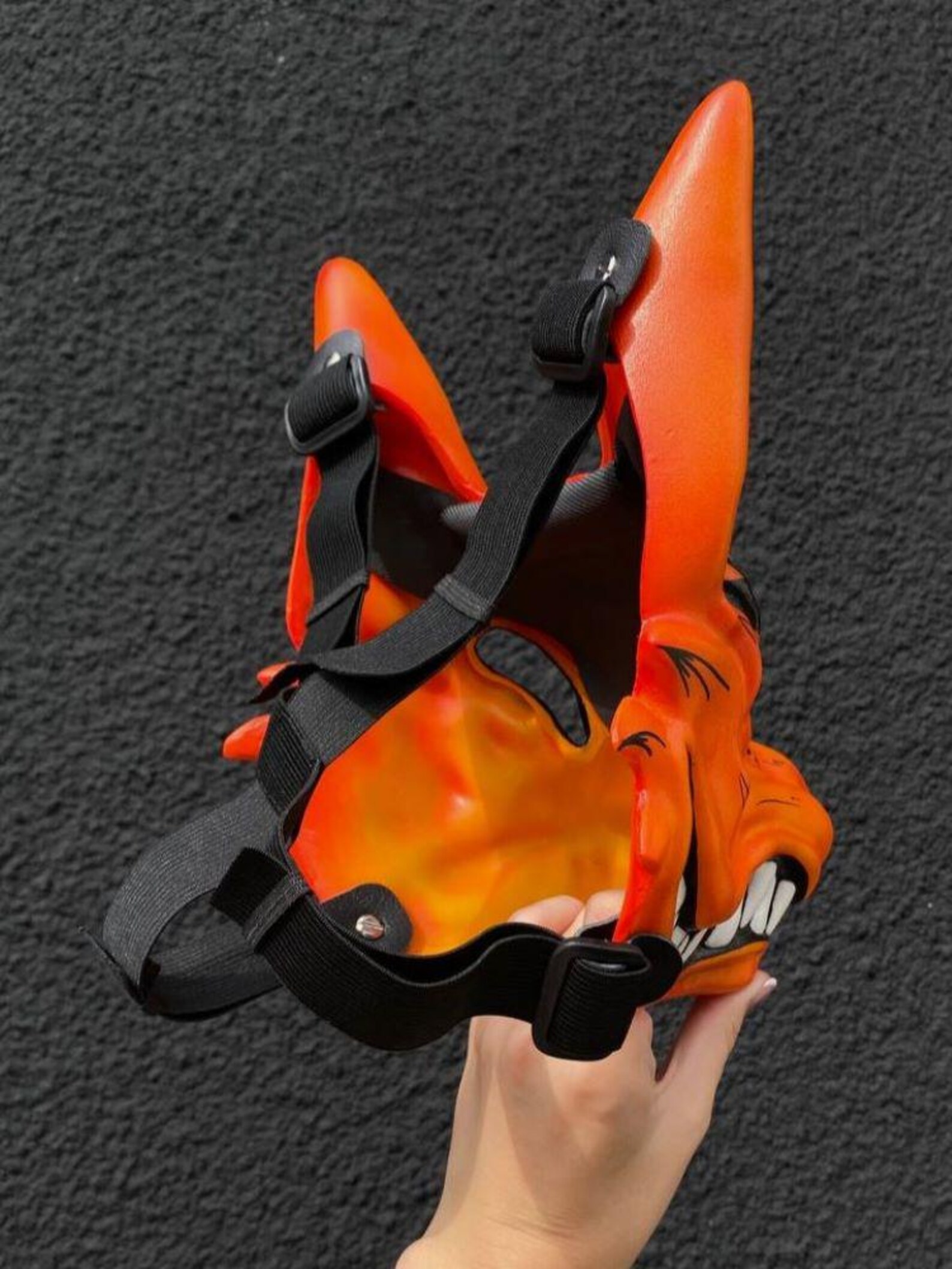 Kitsune Mask, Orange Japanese Fox Mask, the Nine Tail Fox, Anime Mask ...