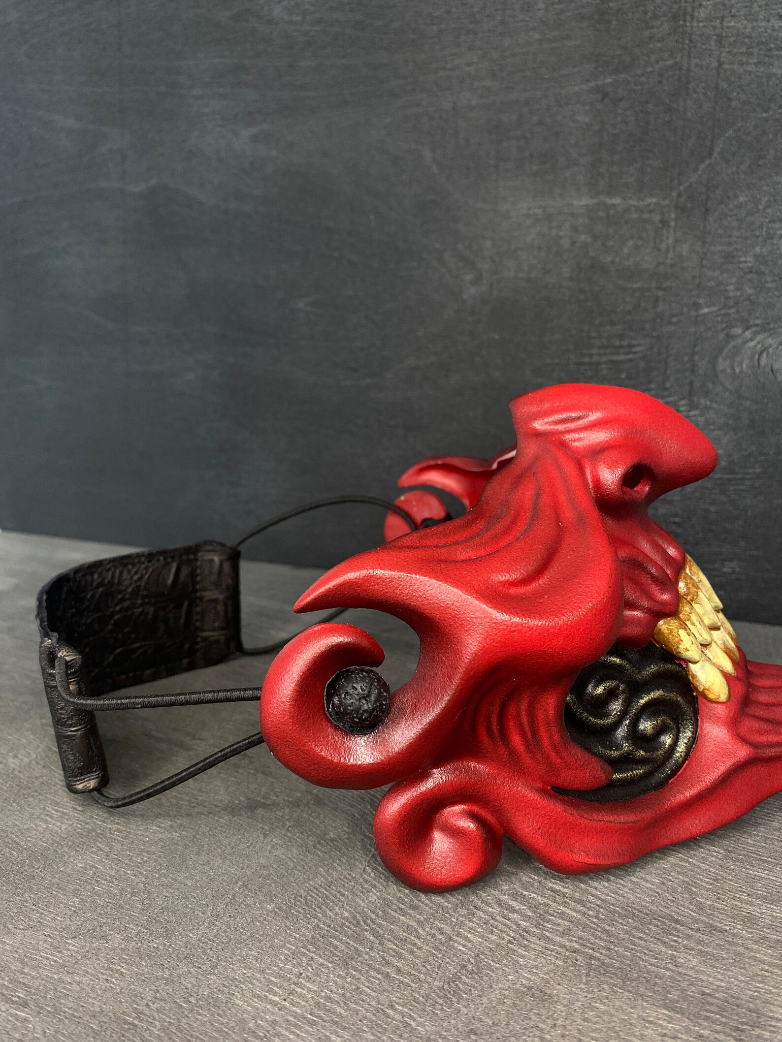 Oni Half Mask Red Samurai Mask Japanese Mempo Mask Half - Etsy