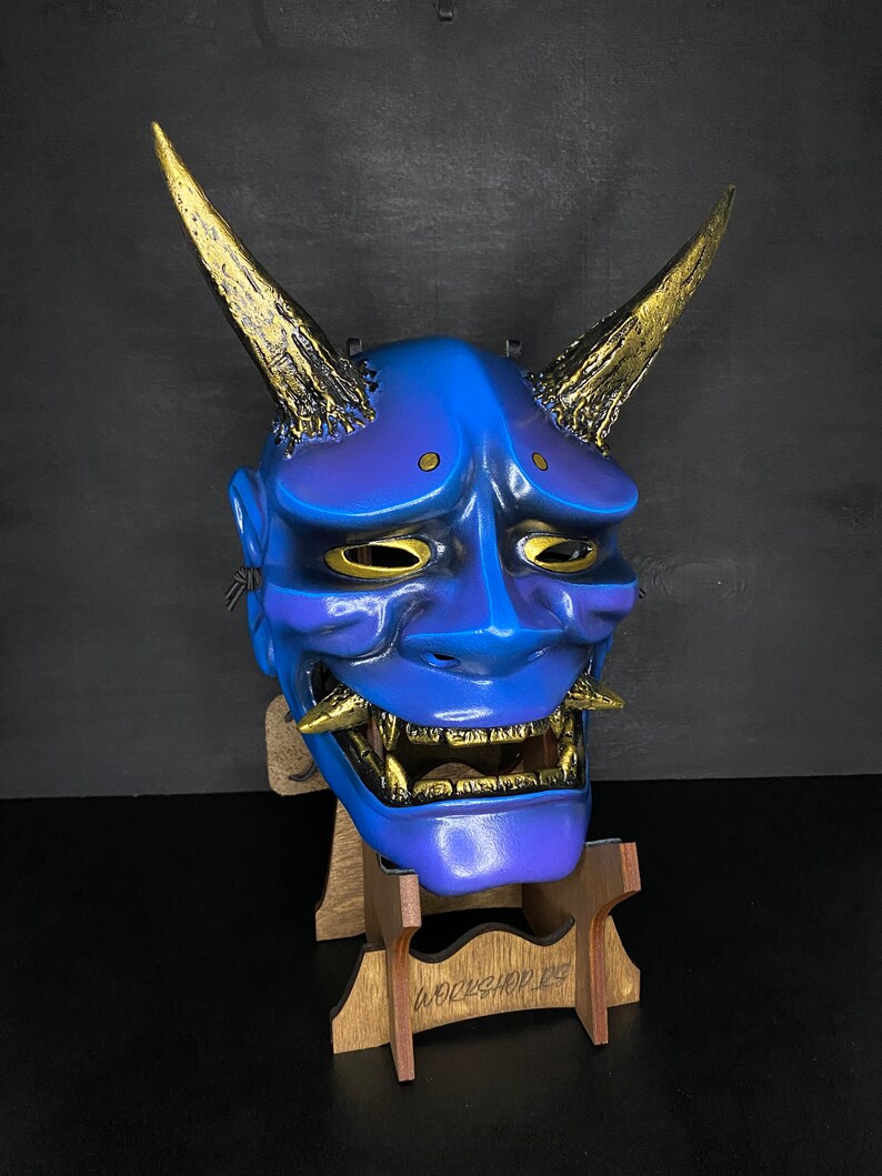 Japanese Hannya Mask Blue Oni Mask Samurai Mask Wearable - Etsy