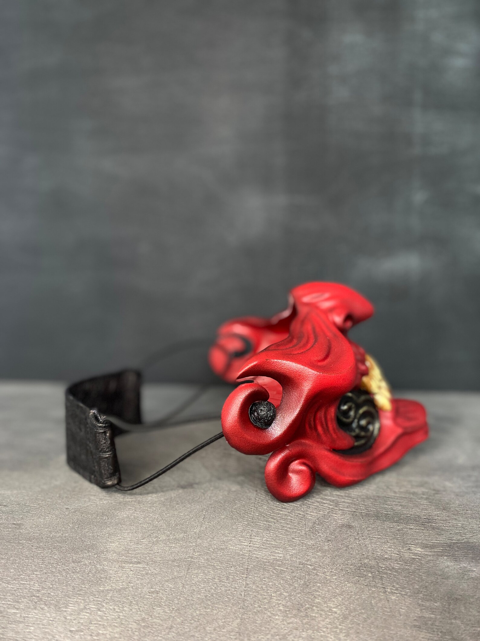 Oni Half Mask Red Samurai Mask Japanese Mempo Mask Half - Etsy