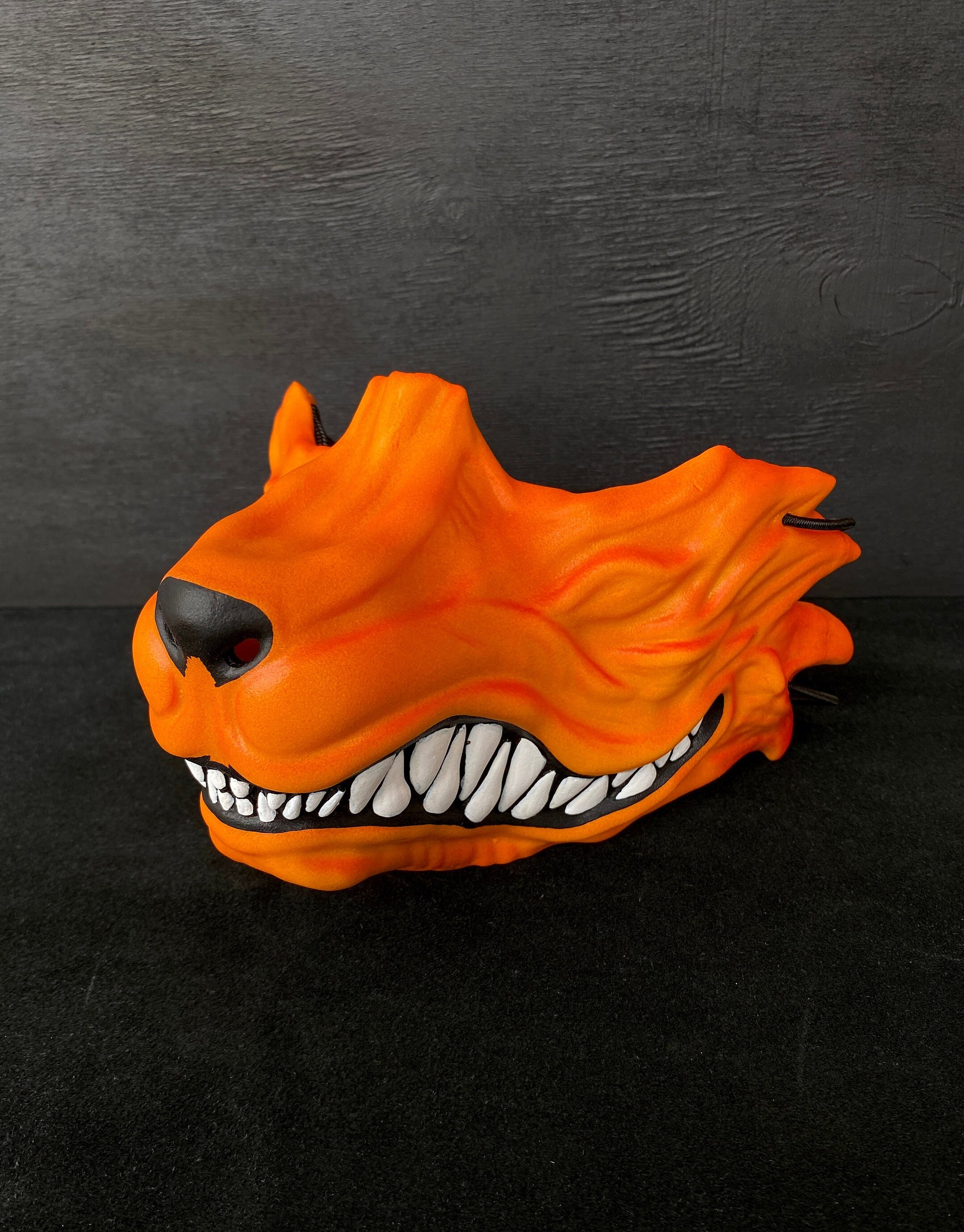 Kitsune Half Mask Wearable White Teeth Oni Wolf Mask Anime - Etsy