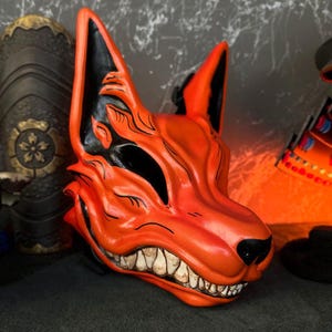 Kurama Mask, Orange Japanese Fox Mask Anime, the Nine Tail Fox, Fox ...