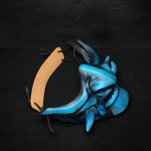 Samurai Half Mask Wearable Mempo Mask, Japanese Blue Samurai Cosplay ...
