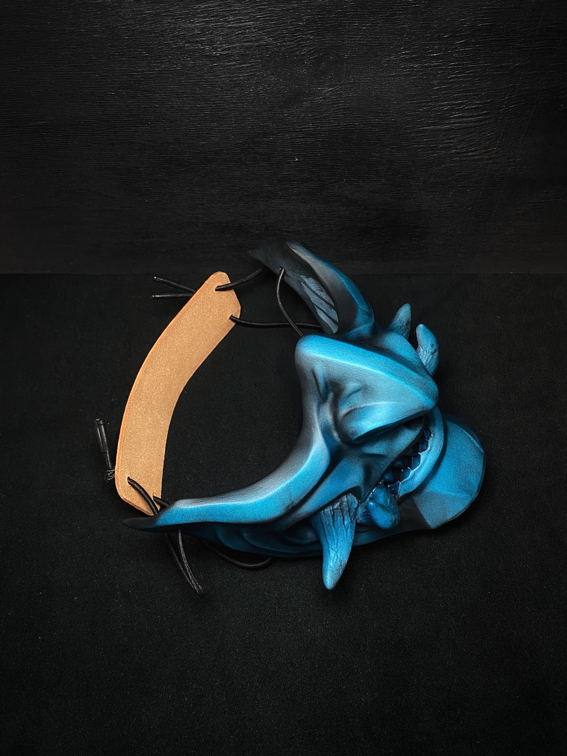 Samurai Half Mask Wearable Mempo Mask, Japanese Blue Samurai Cosplay ...