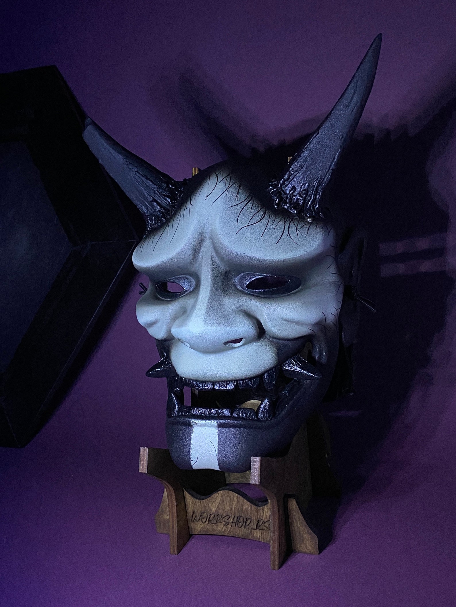 Japanese Hannya Mask: Black&white Made to ORDER Samurai - Etsy